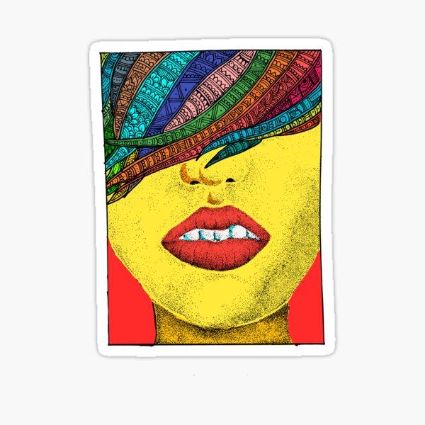 "Mandala Hair: Human Face Doodle Art Design" Sticker by Madan0494 ...