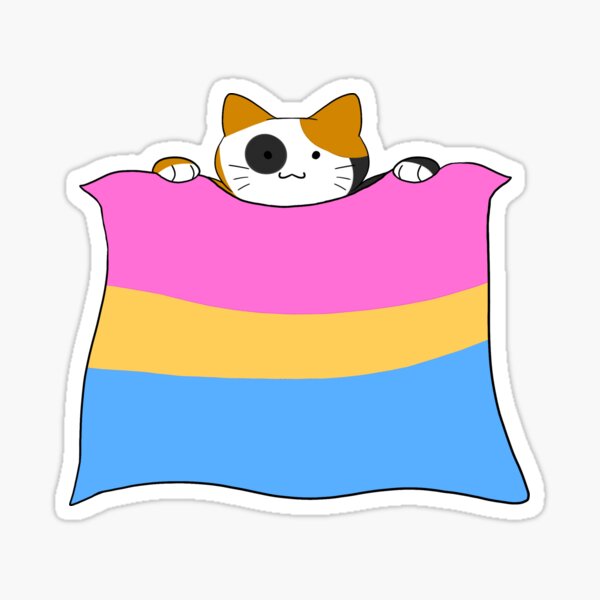 "Cat holding up Pansexual flag" Sticker for Sale by FinnLeaf | Redbubble