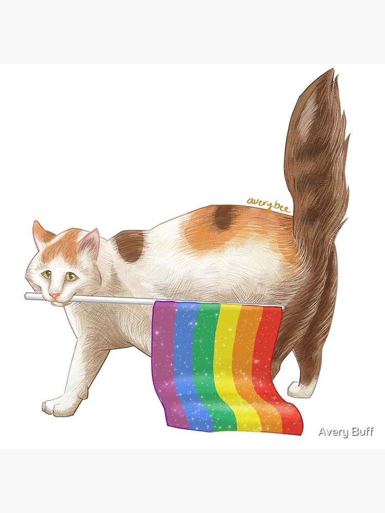 "Pride Flag Cat" Poster by AveryB0709 | Redbubble