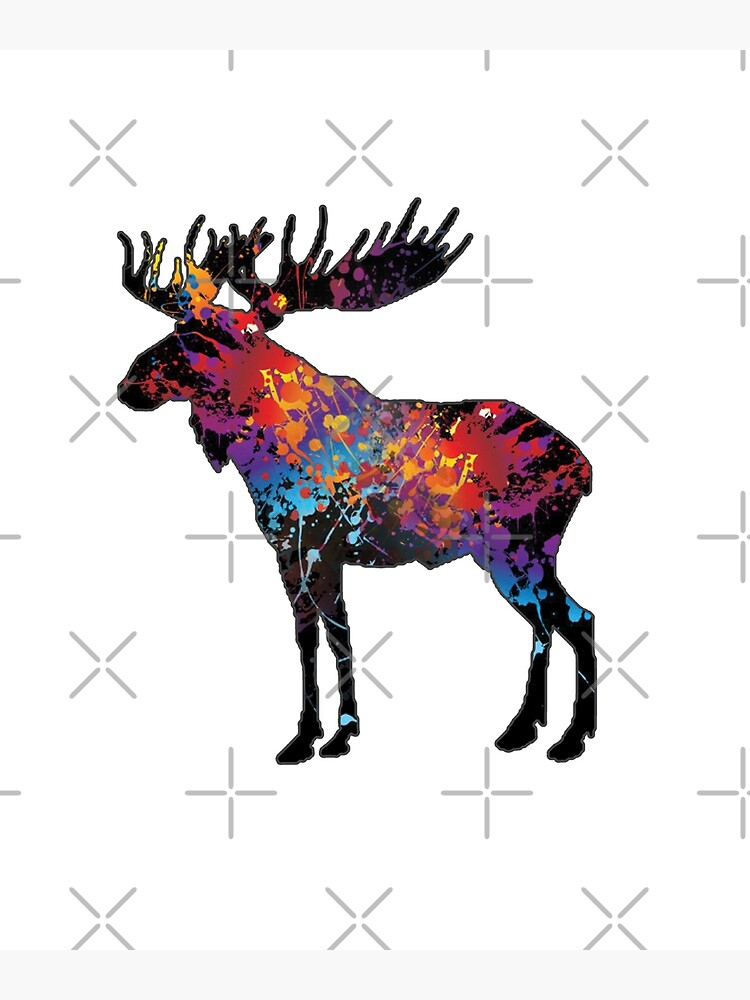 "Colorful Canadian Moose Abstract Splatter Paint" Poster by ...