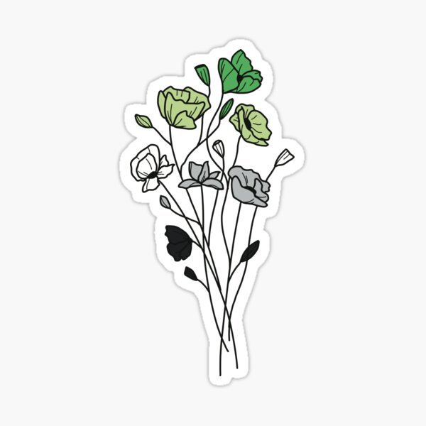 "subtle aro pride flowers" Sticker for Sale by sunfloras | Redbubble