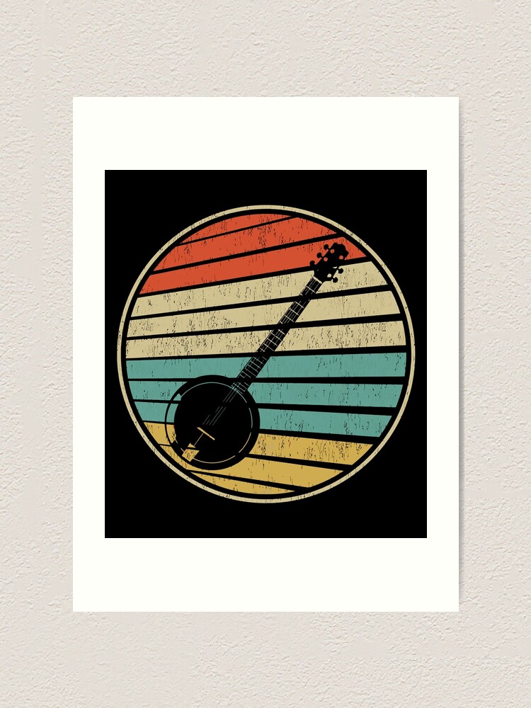 "Cute Banjo Sun Retro Vintage 70S 80S Bluegrass Pickers Fun" Art Print ...