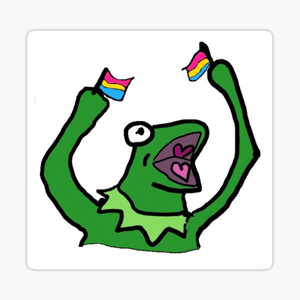 "Kermit the Frog holding Pan pride flag" Sticker for Sale by ...