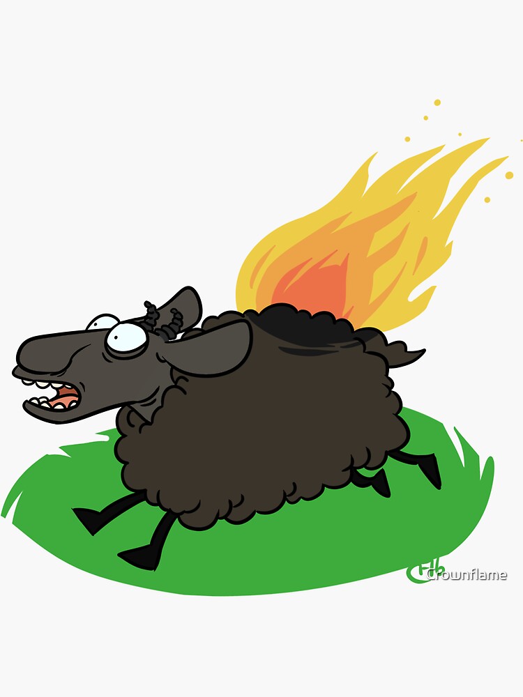 "Flaming Sheep (Black)" Sticker for Sale by Crownflame | Redbubble
