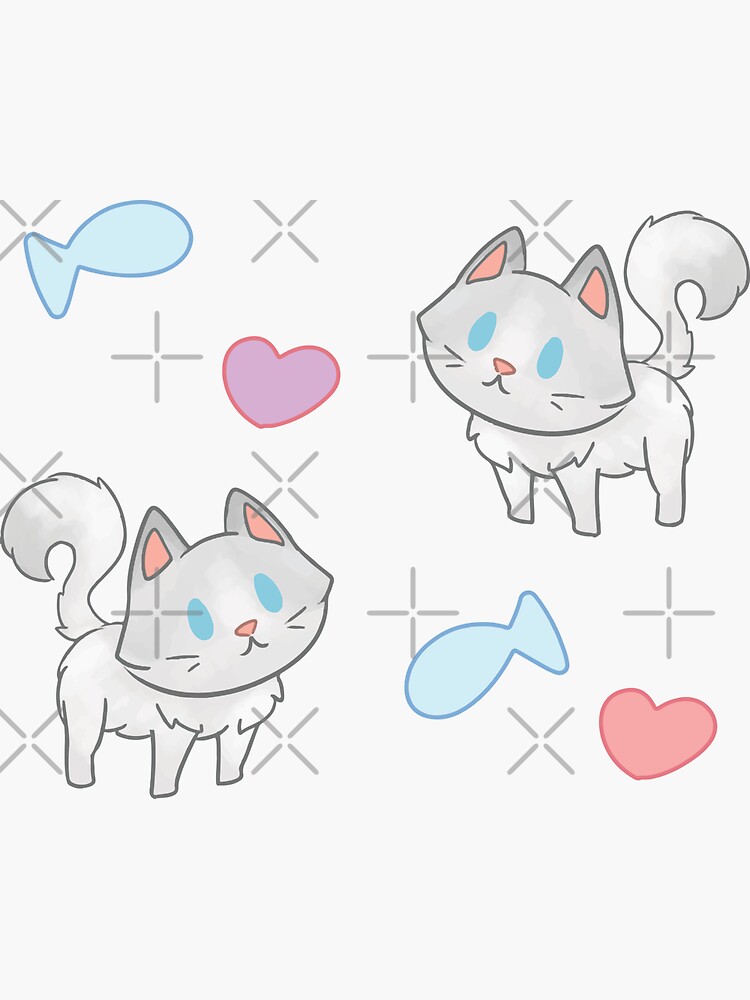 "Chibi Cat Design - White Fluffy Cat" Sticker for Sale by HJacka ...