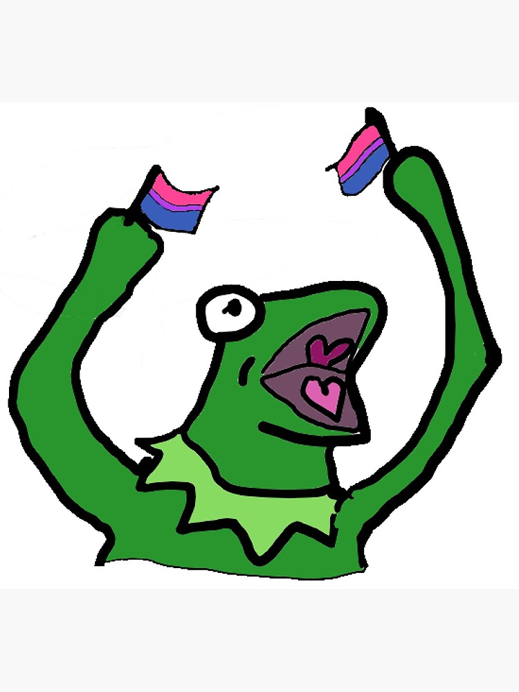 "Kermit the Frog holding Bisexual pride flag" Sticker for Sale by ...