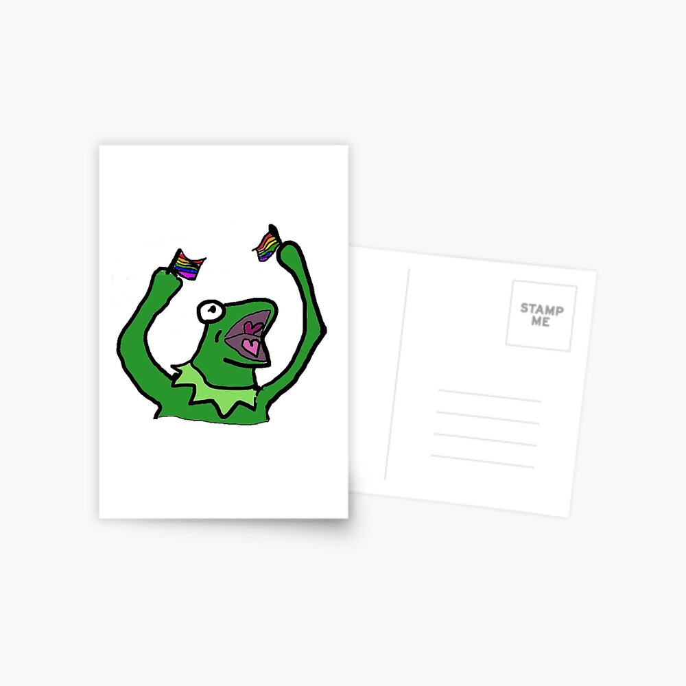 "Kermit the Frog holding Gay/LGBTQIA+ pride flag" Postcard for Sale by ...