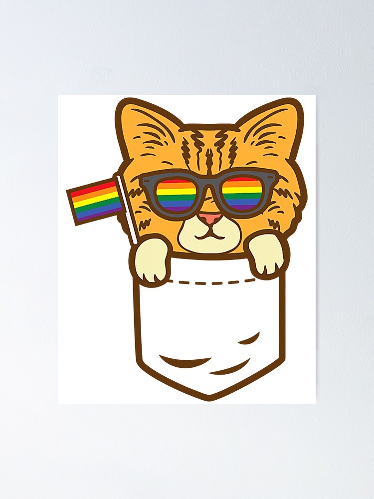 Kitten Purride Cat Pocket Lgbtq Rainbow Flag Gay Pride Ally Poster By