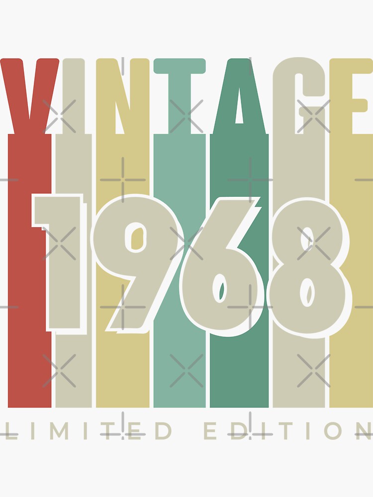 " vintage 1968 limited edition " Sticker for Sale by exr378 | Redbubble