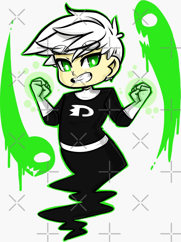 "Danny cartoon Phantom cute ghost green chibi" Sticker for Sale by ...