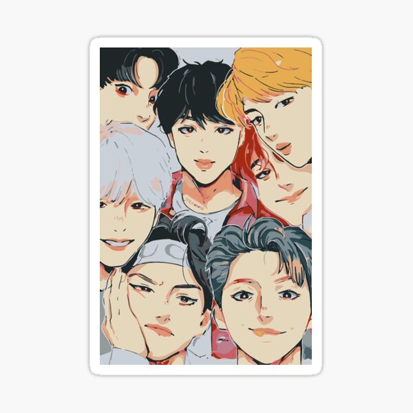 "Anime BTS" Sticker by DoeDesigns | Redbubble