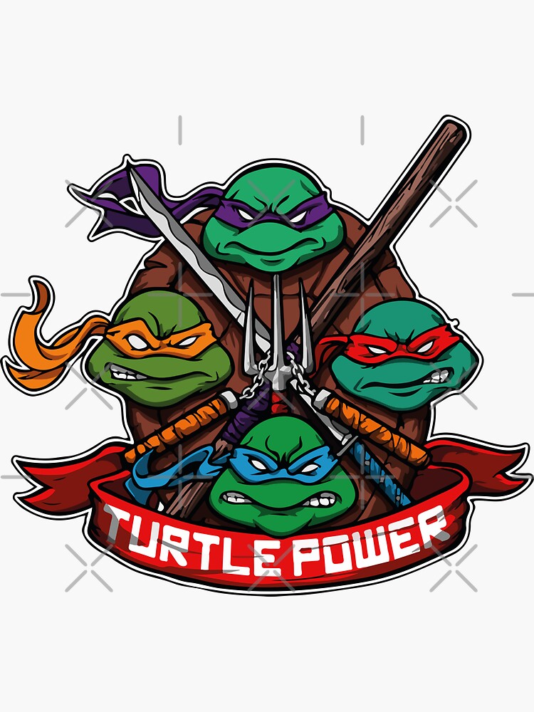 "turtle power" Sticker for Sale by cremadesign | Redbubble