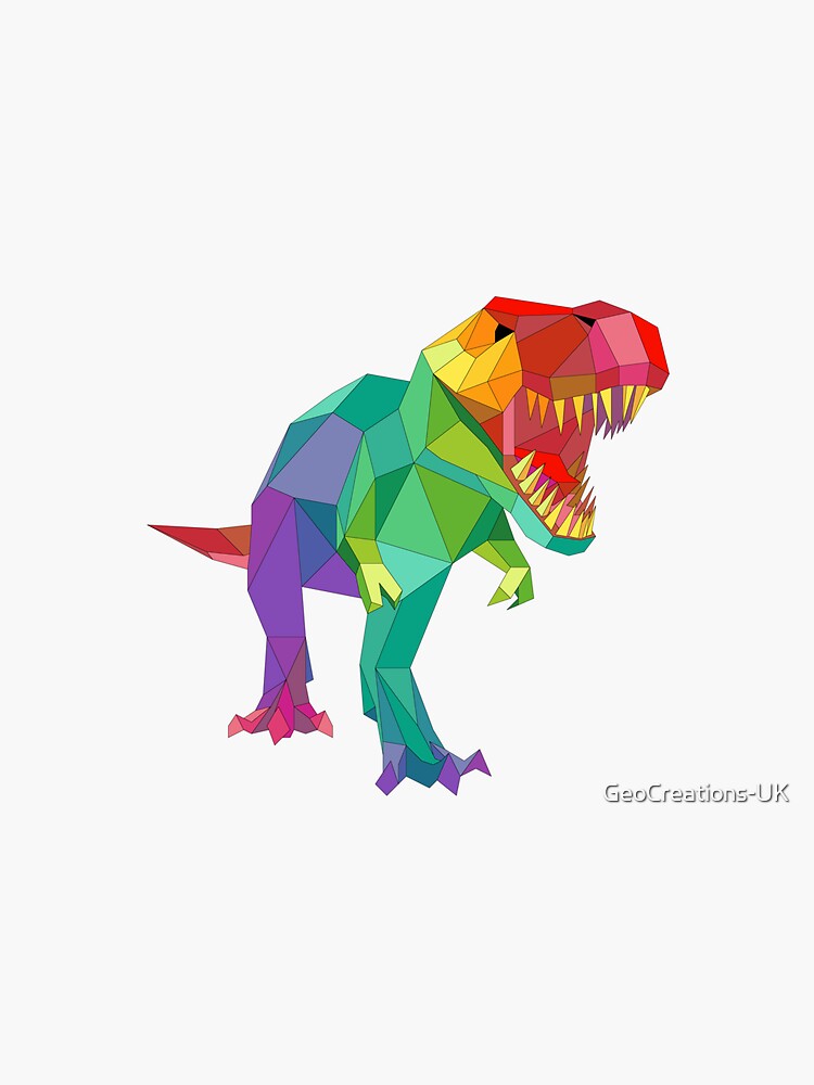"Geometric Multi Coloured T-rex Tyrannosaurus Rex " Sticker for Sale by ...