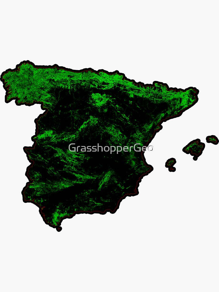 "Spain Forest Cover Map with Black Background" Sticker for Sale by ...