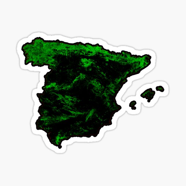 "Spain Forest Cover Map with Black Background" Sticker for Sale by ...