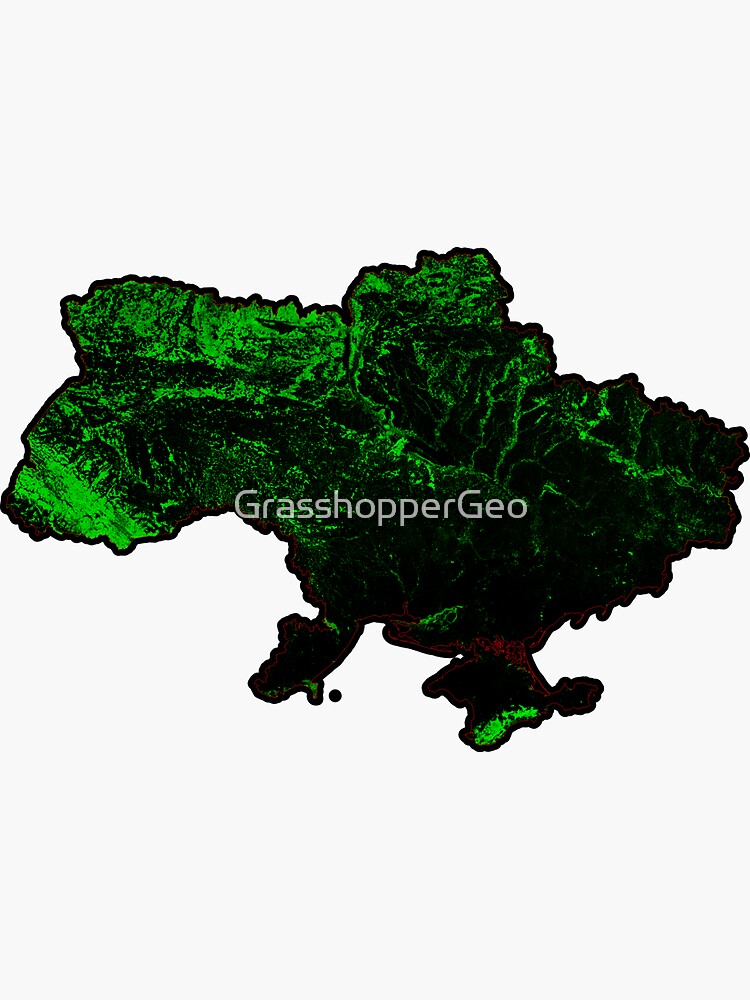 "Ukraine Forest Cover Map with Black Background" Sticker for Sale by ...