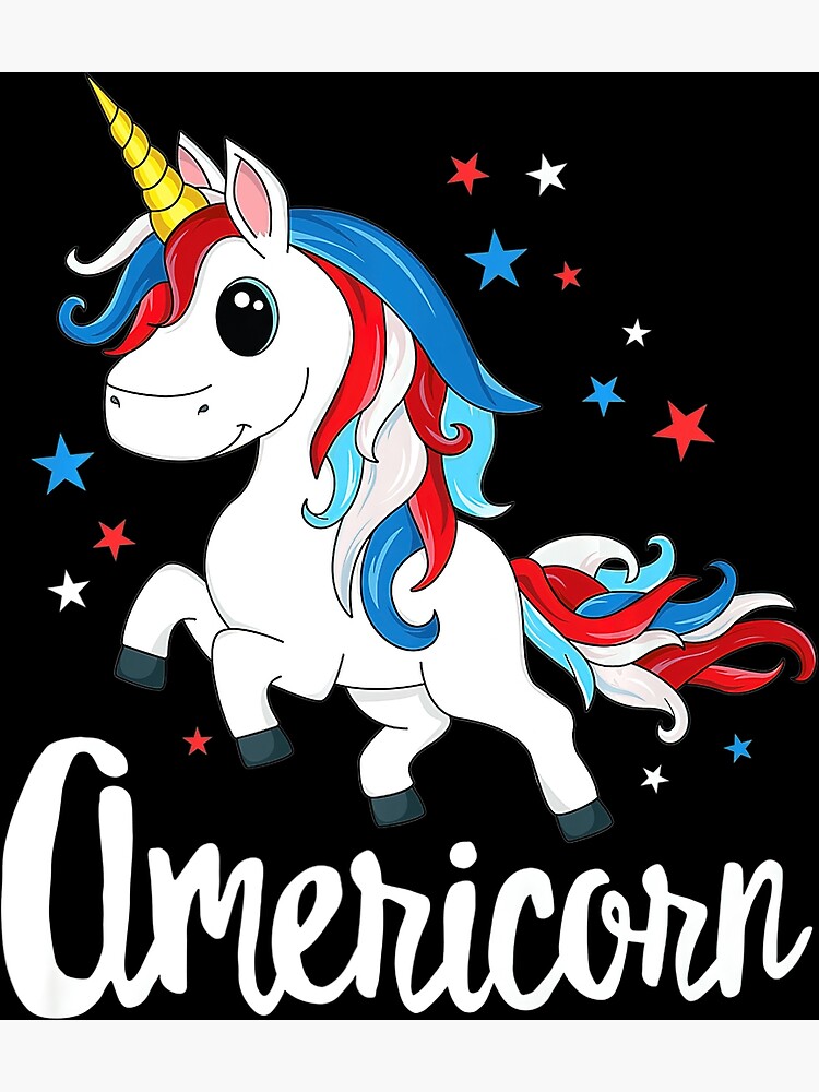 "Americorn 4th of July Kids Girls Unicorn American Patriotic Premium ...