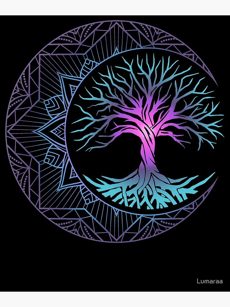 Phases Of The Moon Crescent Moon Tree Of Life Mythology Premium Matte ...