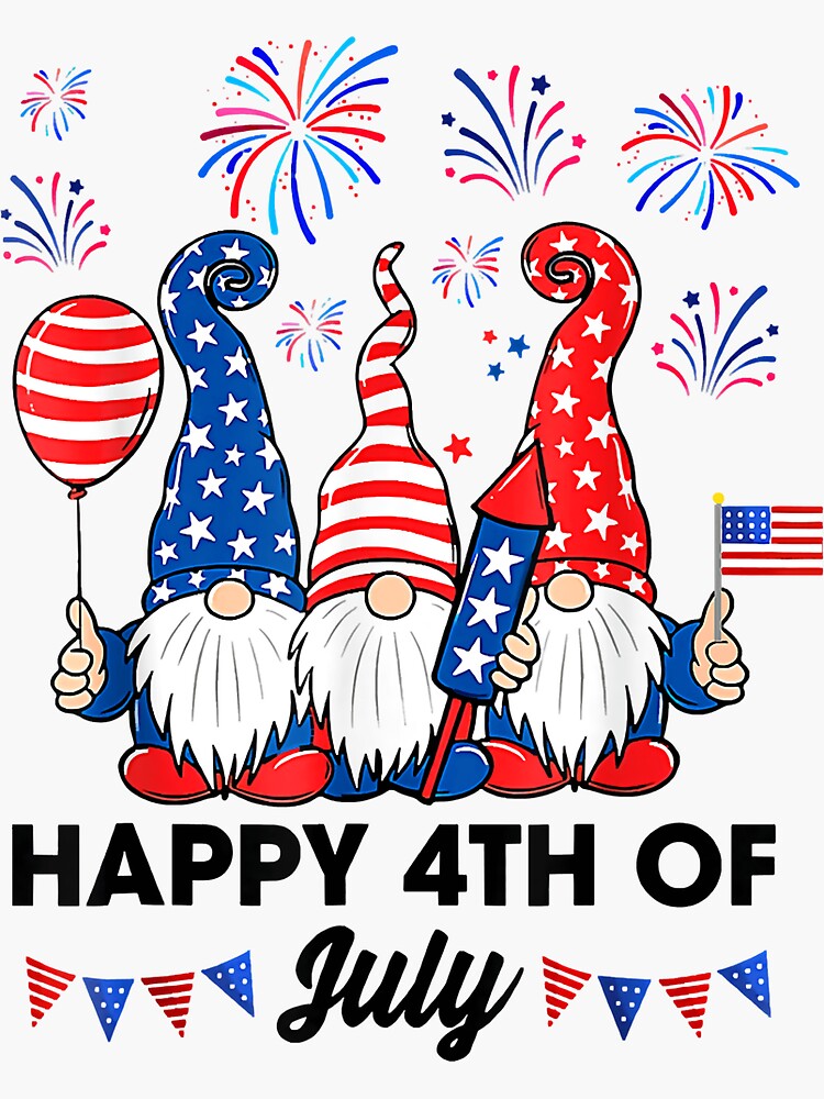 "Happy 4th of July gnomes" Sticker for Sale by BryanAnderson | Redbubble
