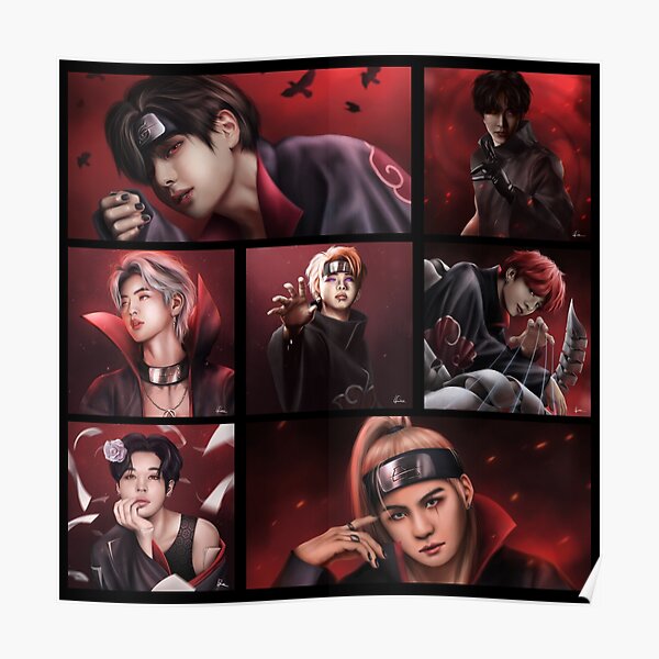 "BTS Ensemble Two Black Border" Poster by LukianArt | Redbubble