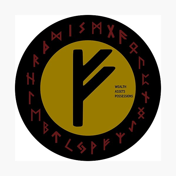 "Yellow Fehu Elder Futhark | Viking Rune Symbol" Photographic Print for ...