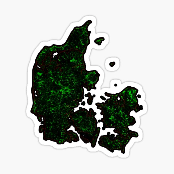 "Denmark Forest Cover Map with Black Background" Sticker for Sale by ...