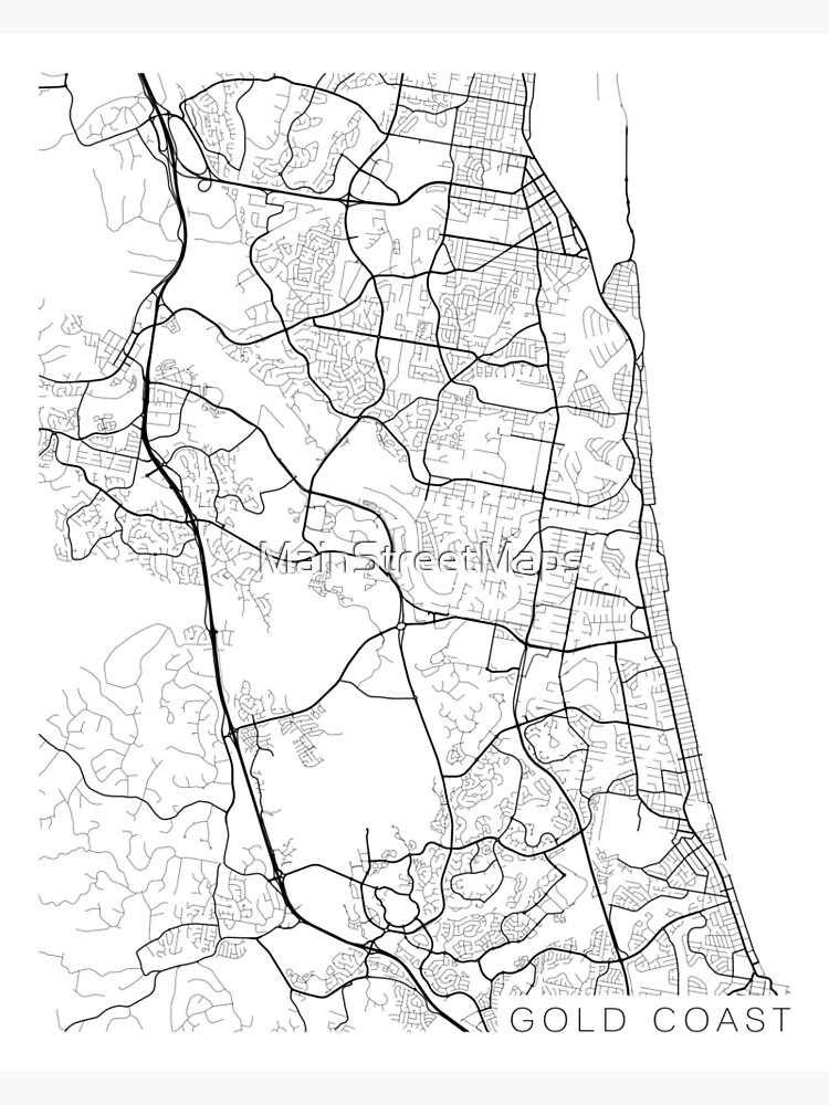 Gold Coast Australia Map Black And White