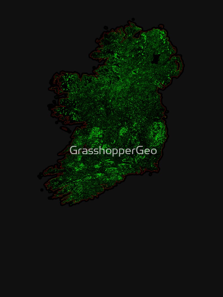 "Island of Ireland Forest Cover Map with Black Background" Essential T ...
