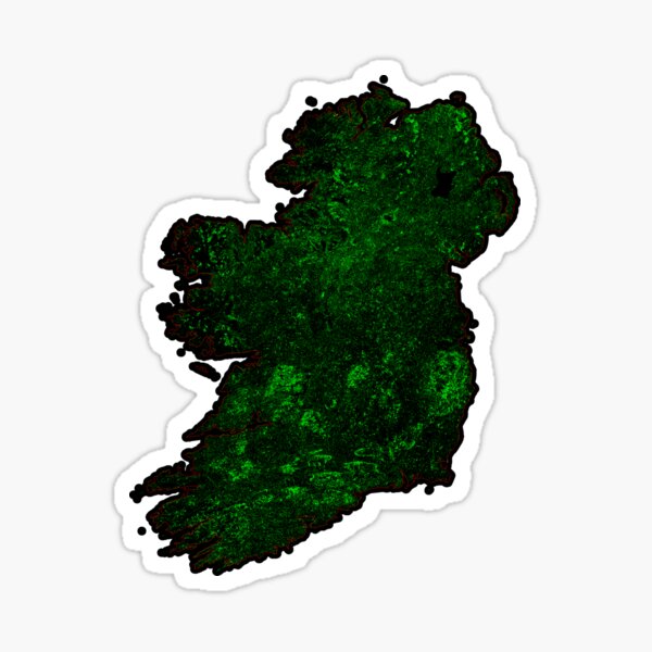 "Island of Ireland Forest Cover Map with Black Background" Sticker for ...