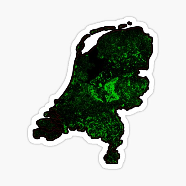 "The Netherlands Forest Cover Map with Black Background" Sticker for ...
