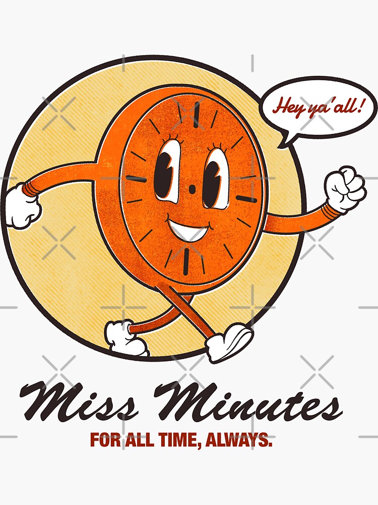 "Miss Minutes" Sticker for Sale by Retro-Freak | Redbubble