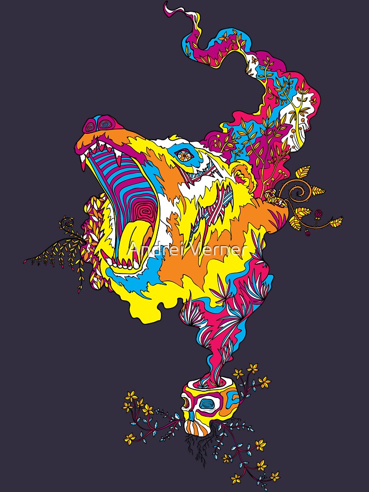 "Psychedelic acid bear roar" T-shirt for Sale by grebenru | Redbubble ...