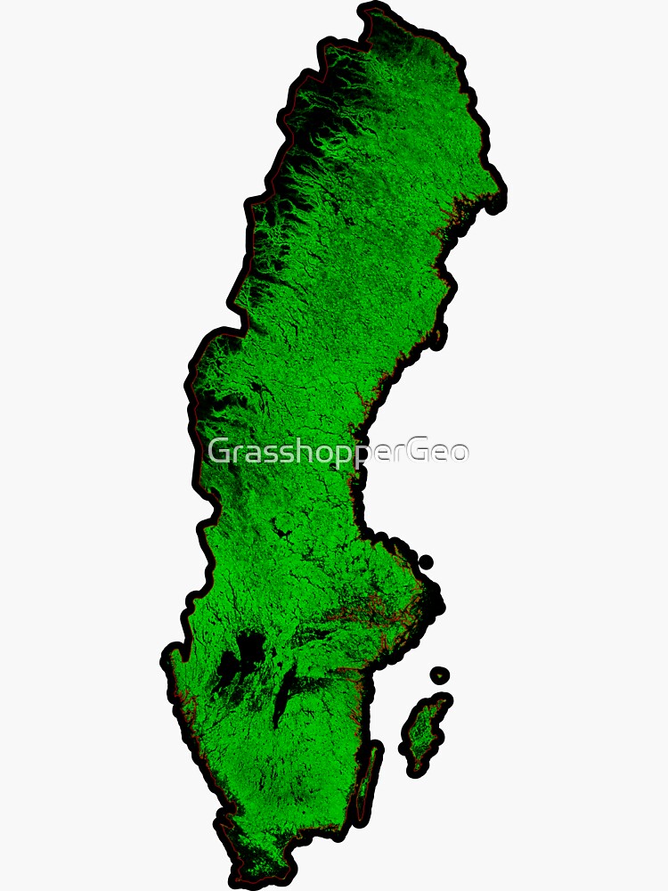 "Sweden Forest Cover Map with Black Background" Sticker for Sale by ...