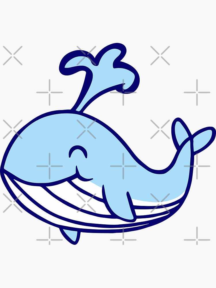 "Happy Blue Whale" Sticker for Sale by byTheBrothers | Redbubble