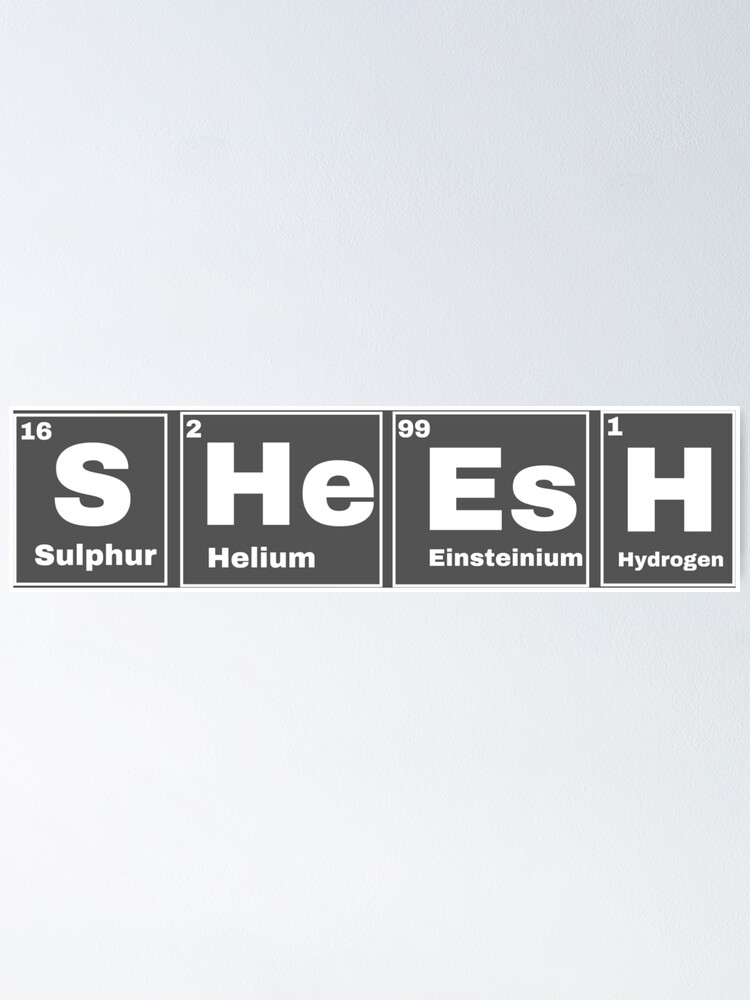 "Sheesh Text Periodic Table Slogan White " Poster for Sale by ...