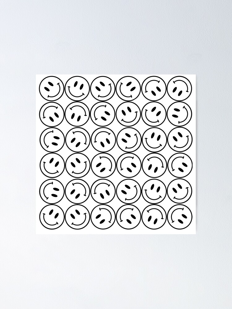 "Multi Jumbled Smiley faces in black" Poster by JuneNostalgia | Redbubble
