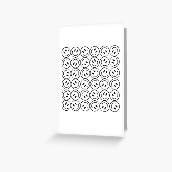 "Multi Jumbled Smiley faces in black" Greeting Card by JuneNostalgia ...