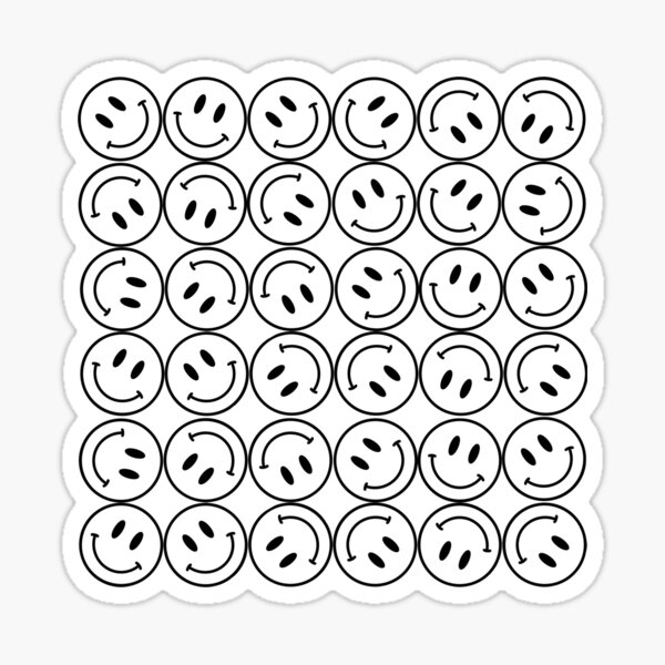 "Multi Jumbled Smiley faces in black" Sticker for Sale by JuneNostalgia ...