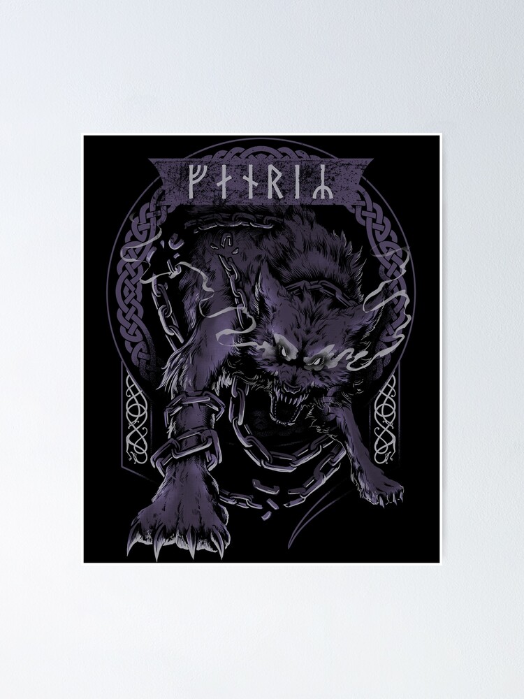 "Fenrir Wolf Norse Futhark Runes Viking Mythology Ragnarok Purple ...