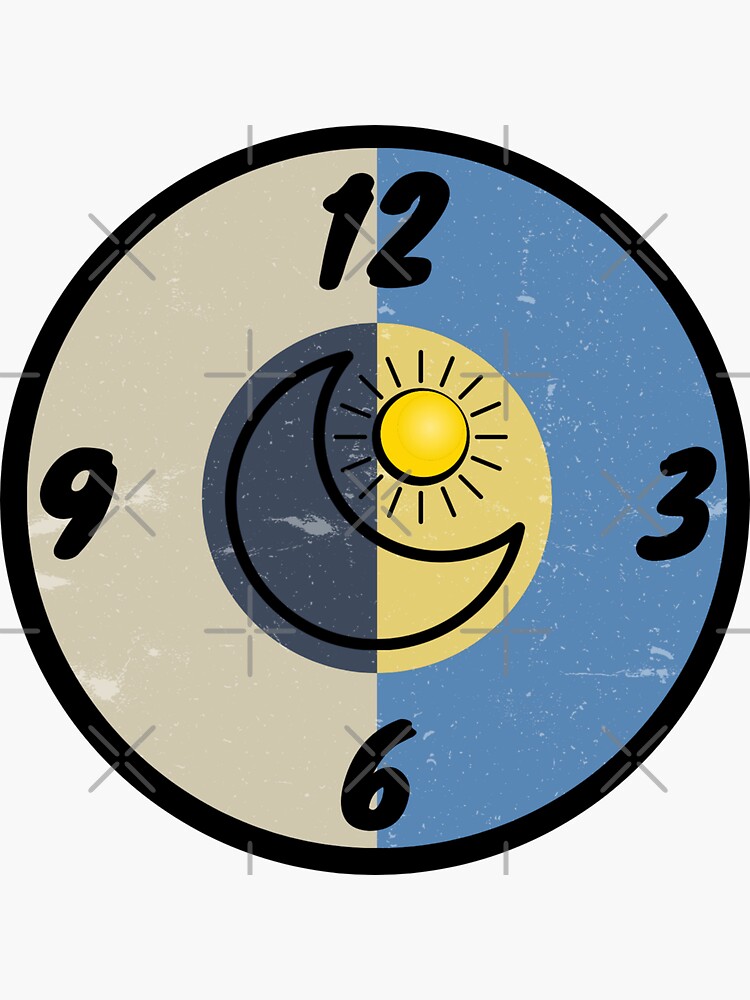 "Day and night clock " Sticker for Sale by fullynikah | Redbubble