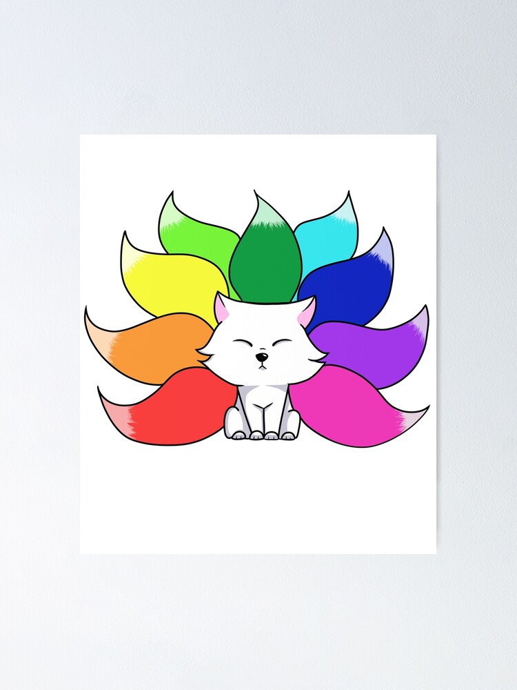 "Rainbow kitsune" Poster for Sale by Faliona | Redbubble