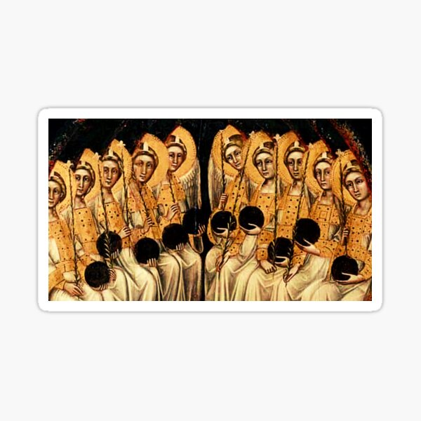 "Ominous Gathering of Angels Bearing Black Orbs (Guariento)" Sticker ...