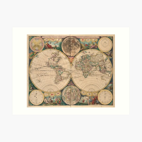 "Vintage Map of The World (1672) 2" Art Print for Sale by BravuraMedia ...