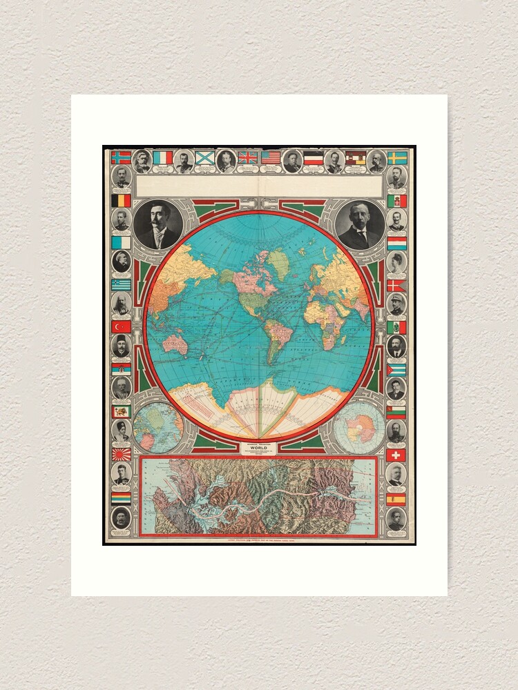 "Vintage Map of The World (1913)" Art Print by BravuraMedia | Redbubble