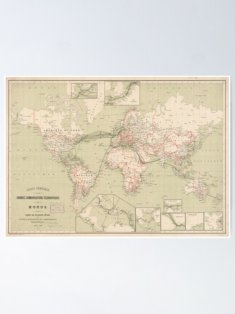 "Vintage Map of The World (1898)" Poster by BravuraMedia | Redbubble
