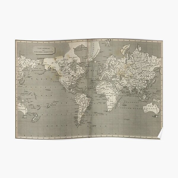 "Vintage Map of the World (1820) 2" Poster for Sale by BravuraMedia ...