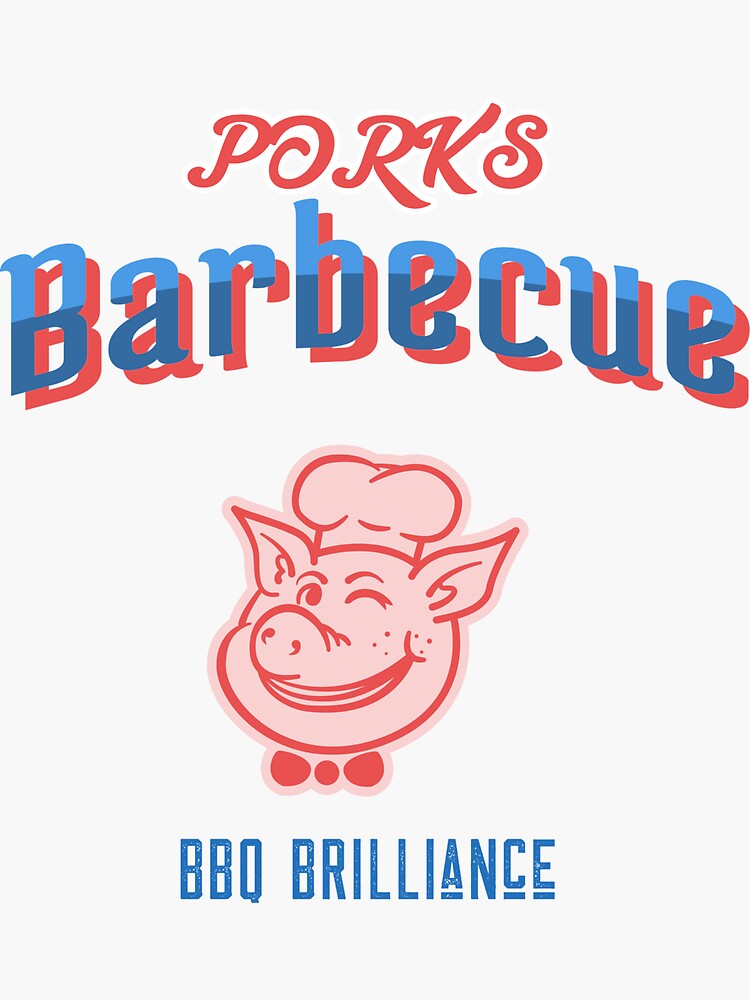 "Pork's Barbecue - BBQ Brilliance " Sticker by GrillFerrell | Redbubble
