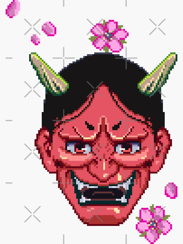 Pegatina «Máscara japonesa Pixel Art» de PixelArtandGame | Redbubble