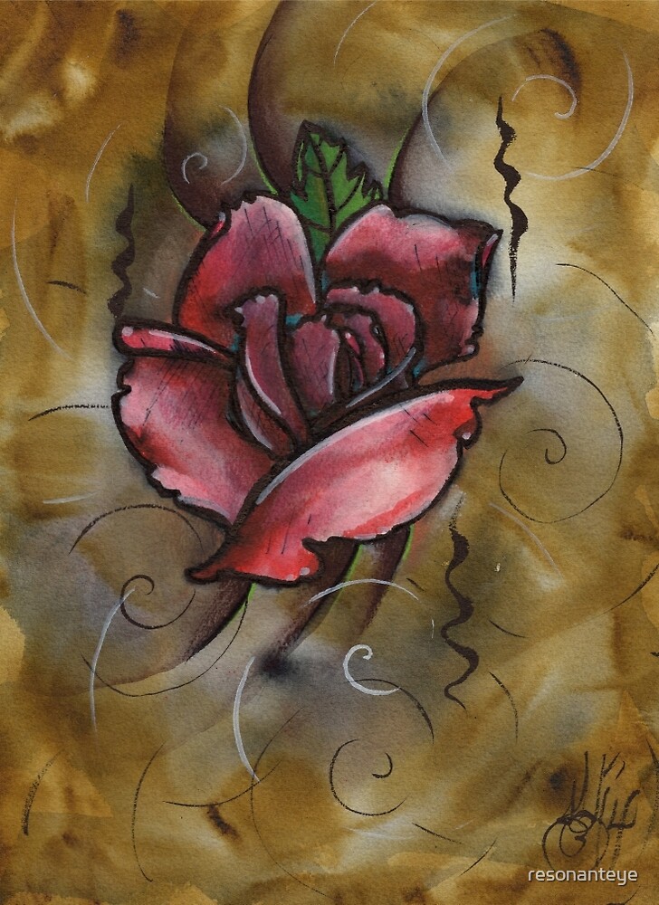 "mixed media rose painting" by resonanteye | Redbubble