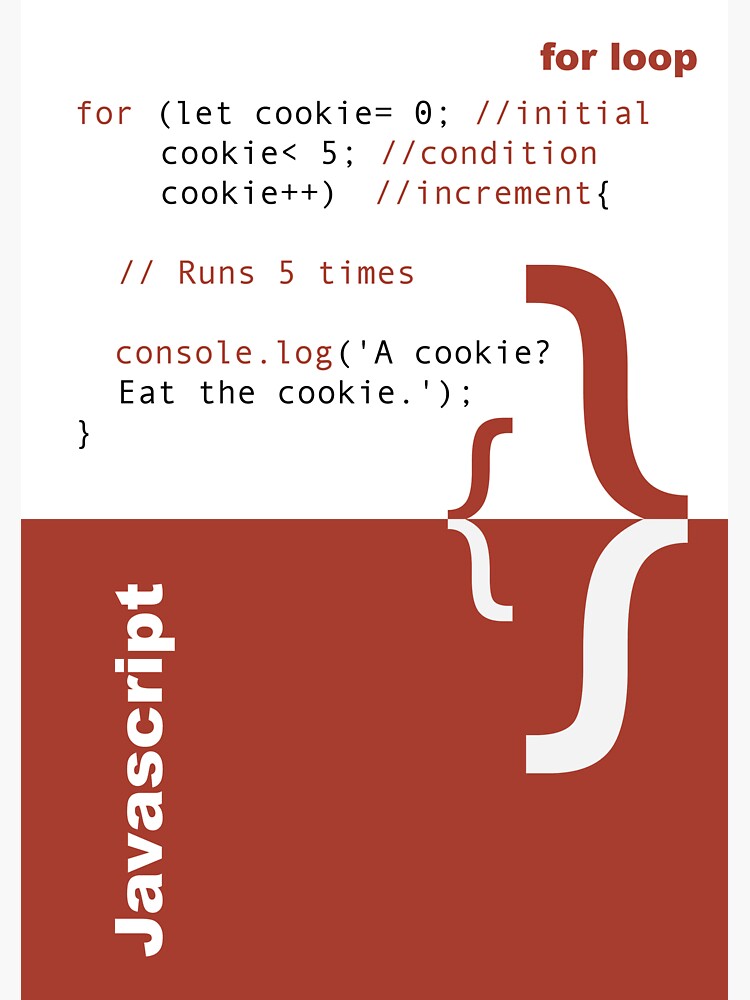 Javascript Poster For Loop Cheat Sheet Javascript Helper Coding Design Code Art Sticker